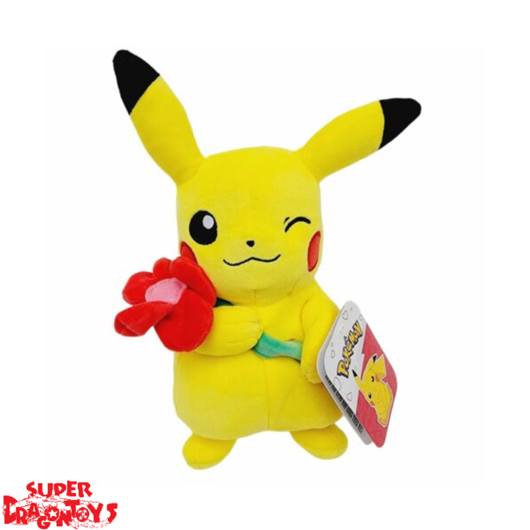 POKEMON - PIKACHU [WITH FLOWER] - POKEMON PLUSH - SUPER DRAGON TOYS