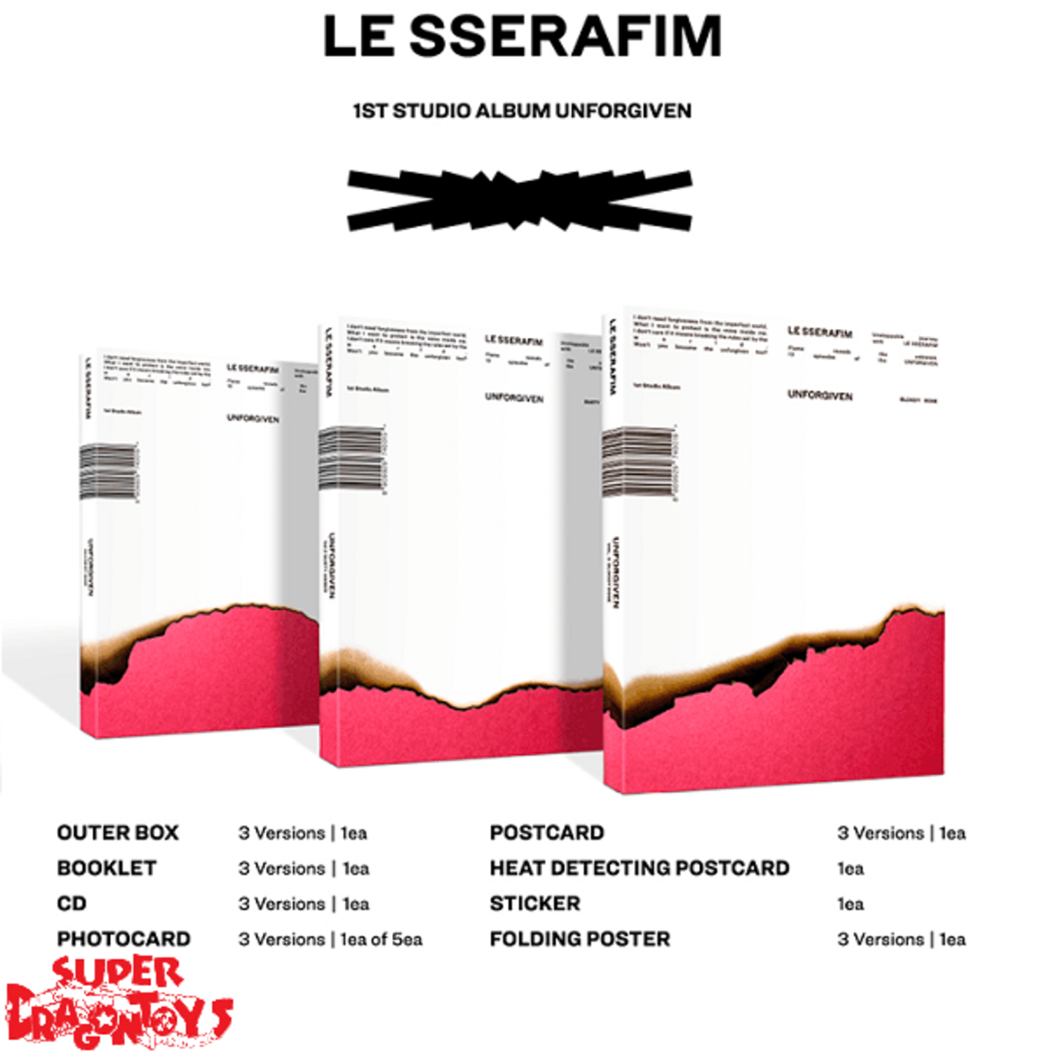 LE SSERAFIM (르세라핌) - UNFORGIVEN - 1ST STUDIO ALBUM + [ON-PACK FOLDED ...