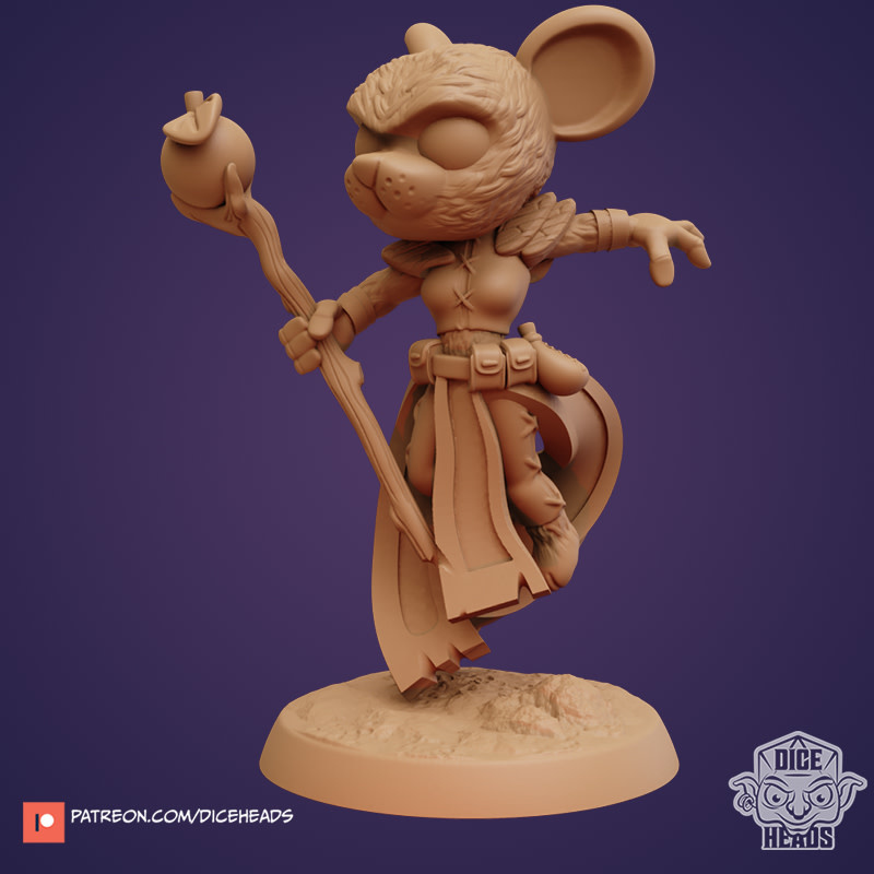 3D Printed Miniature - Mouse Druid - Dungeons & Dragons - Zoontalis KS ...