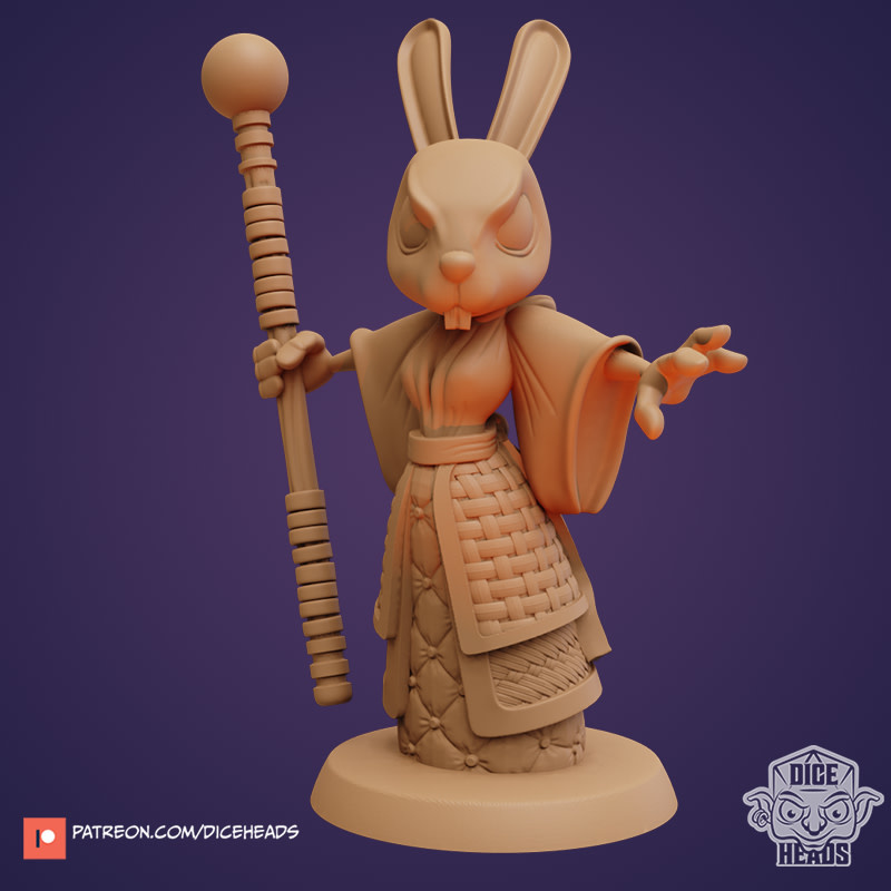 3D Printed Miniature - Shintoa Graceleeper (Rabbit Wizard) - Dungeons ...