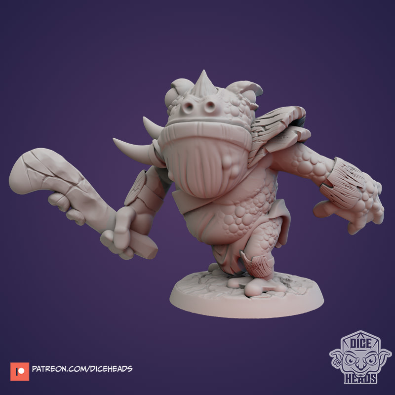 3D Printed Miniature - Toad Warrior Two - Dungeons & Dragons ...
