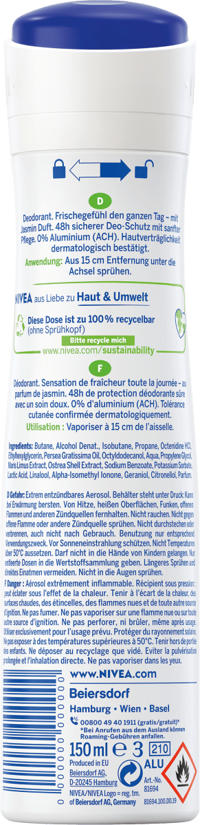 NIVEA Deodorant Spray Fresh Pure 150ml - Duitse Voordeel Drogist