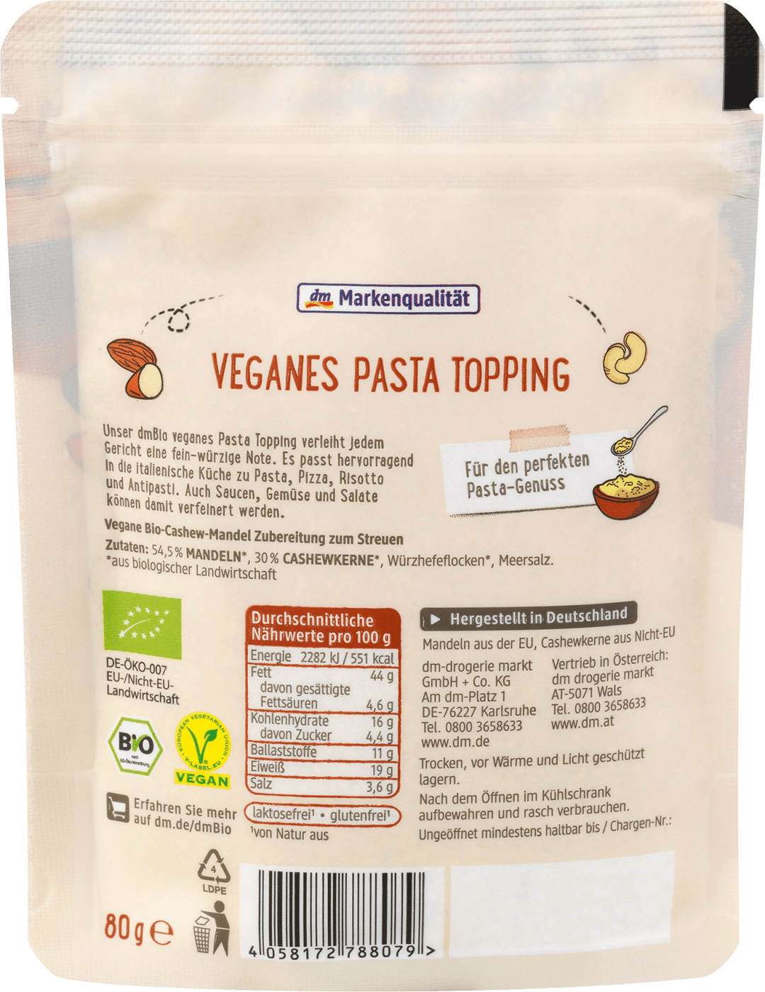 dmBio Vegan Pasta Topping 80 g - Duitse Voordeel Drogist