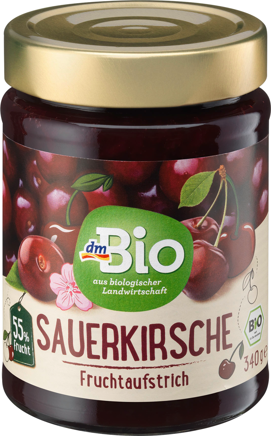dmBio Fruitspread Zure Kers 55% Fruit 340 g - Duitse Voordeel Drogist