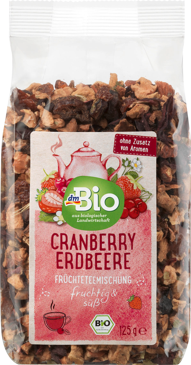 dmBio Vruchtenthee Mix Cranberry, Aardbei, Los 125 g - Duitse Voordeel ...