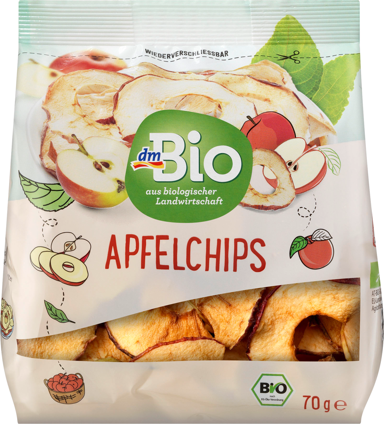 dmBio Gedroogde Appelchips 70 g - Duitse Voordeel Drogist