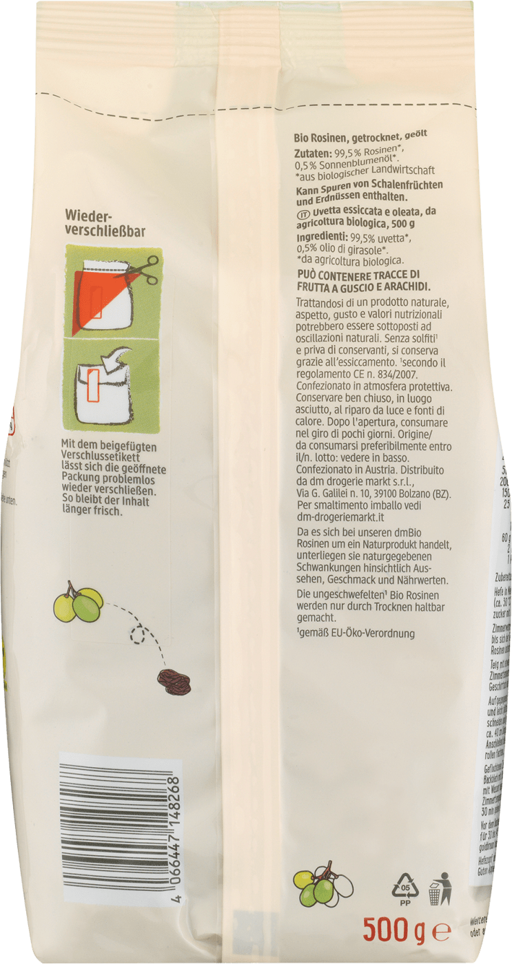 dmBio Rozijnen 500 g - Duitse Voordeel Drogist