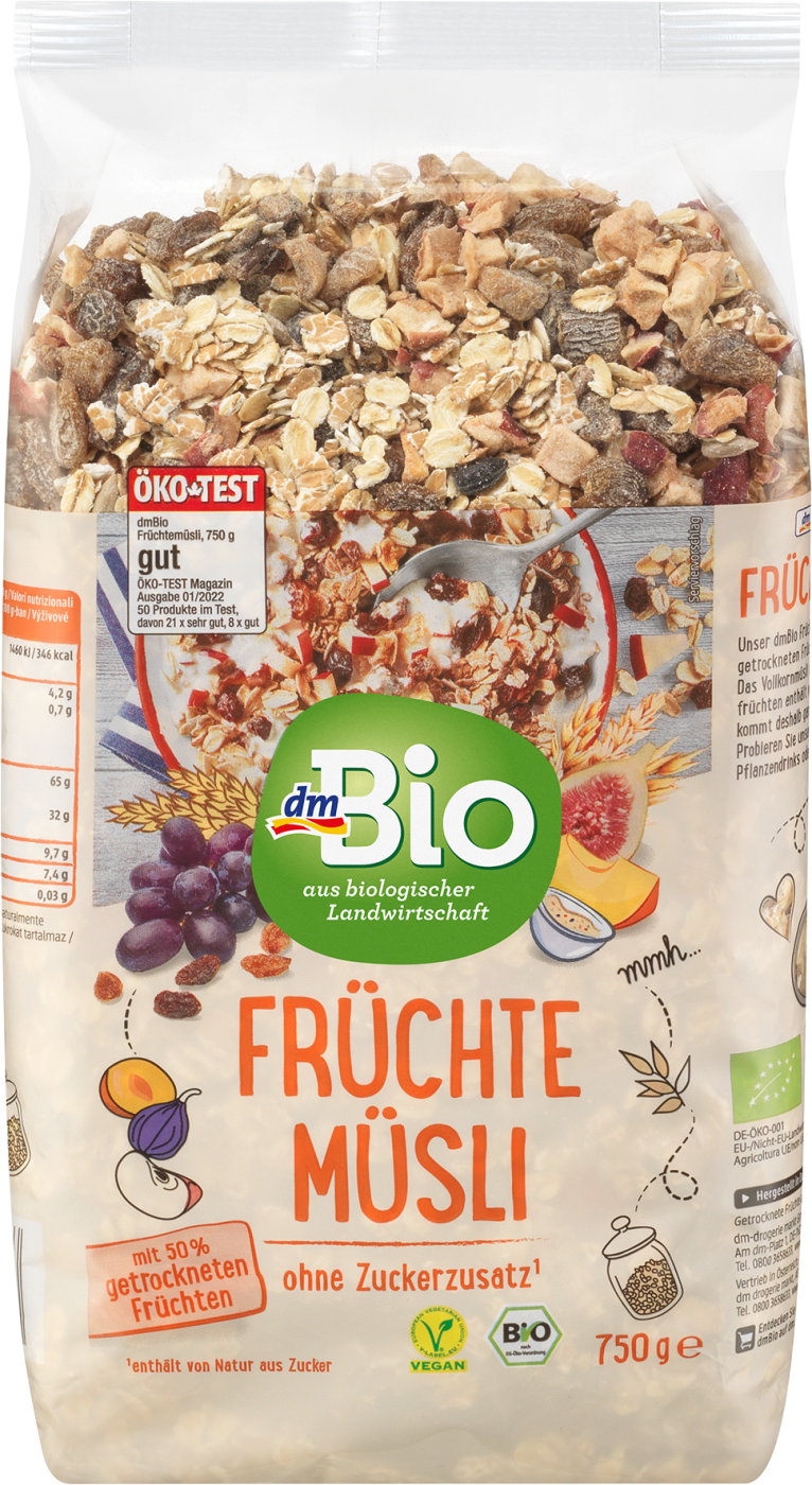 dmBio Fruit Muesli 750 g - Duitse Voordeel Drogist