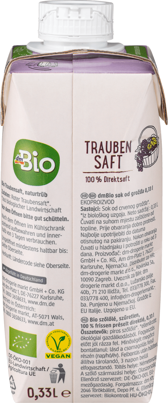 dmBio Direct Sap Druivensap Natuurlijk Troebel 330ml - Duitse Voordeel ...