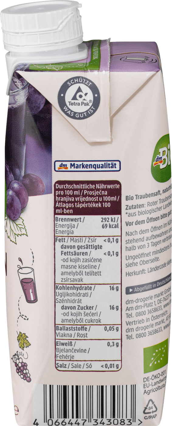 dmBio Direct Sap Druivensap Natuurlijk Troebel 330ml - Duitse Voordeel ...