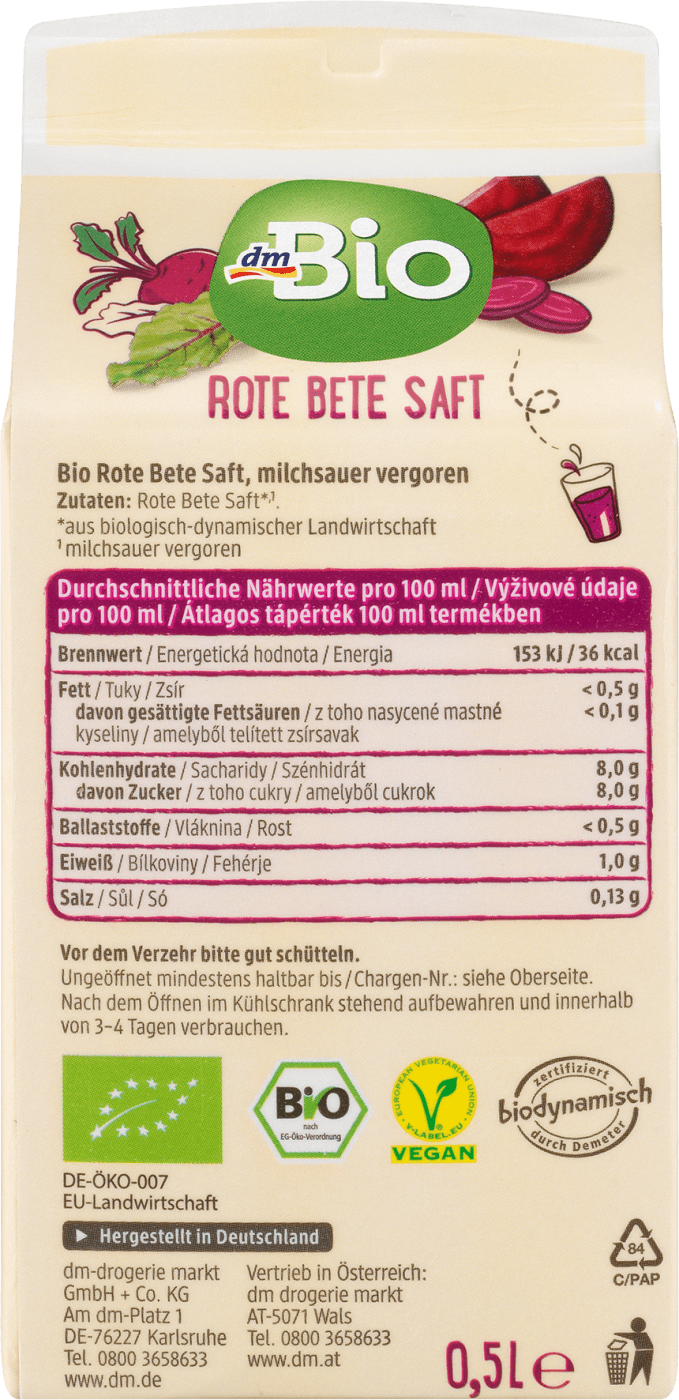 dmBio Direct Sap, Rode Biet 0.5 l - Duitse Voordeel Drogist