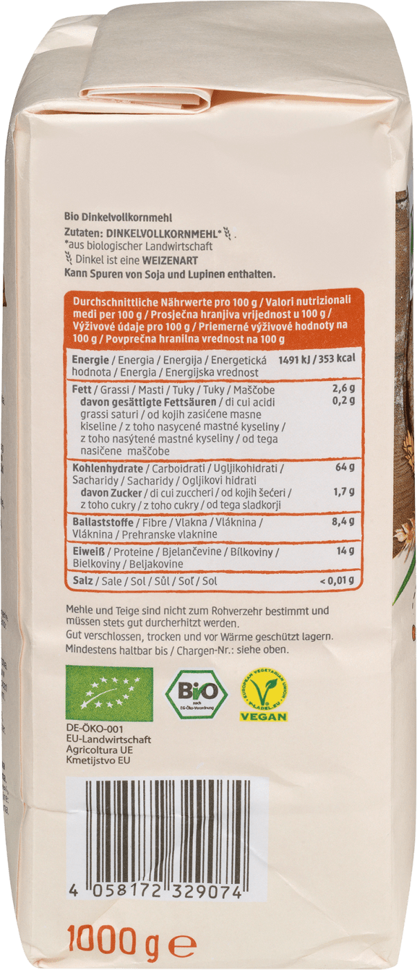 dmBio Speltmeel Volkoren 1000 g - Duitse Voordeel Drogist