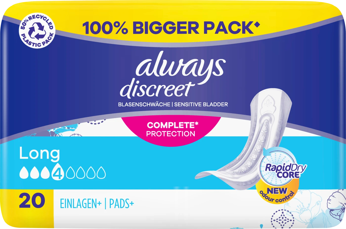 always Discreet Inlegkruisjes Incontinentie Long Big Pack 20st - Duitse ...