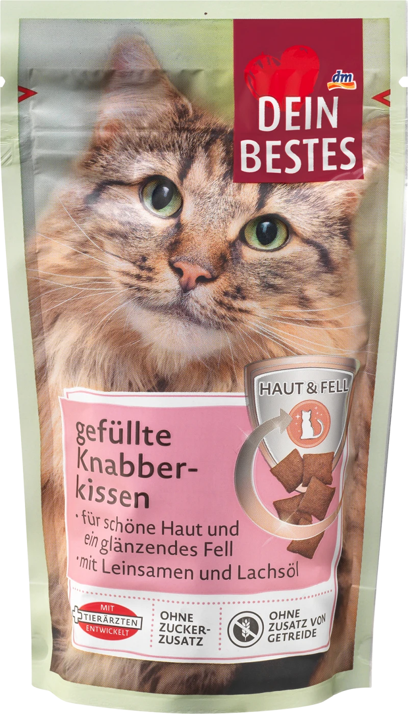 Dein Bestes Kattensnoepjes Gevulde Knabbelkussens, Huid & Vacht 50 g ...