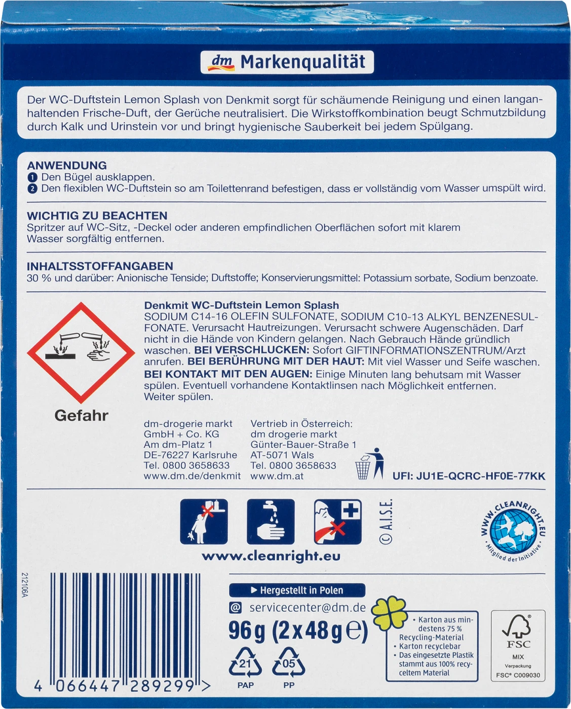 Denkmit Denkmit Wc-duftstein Citroen Splash 2 St - Duitse Voordeel Drogist