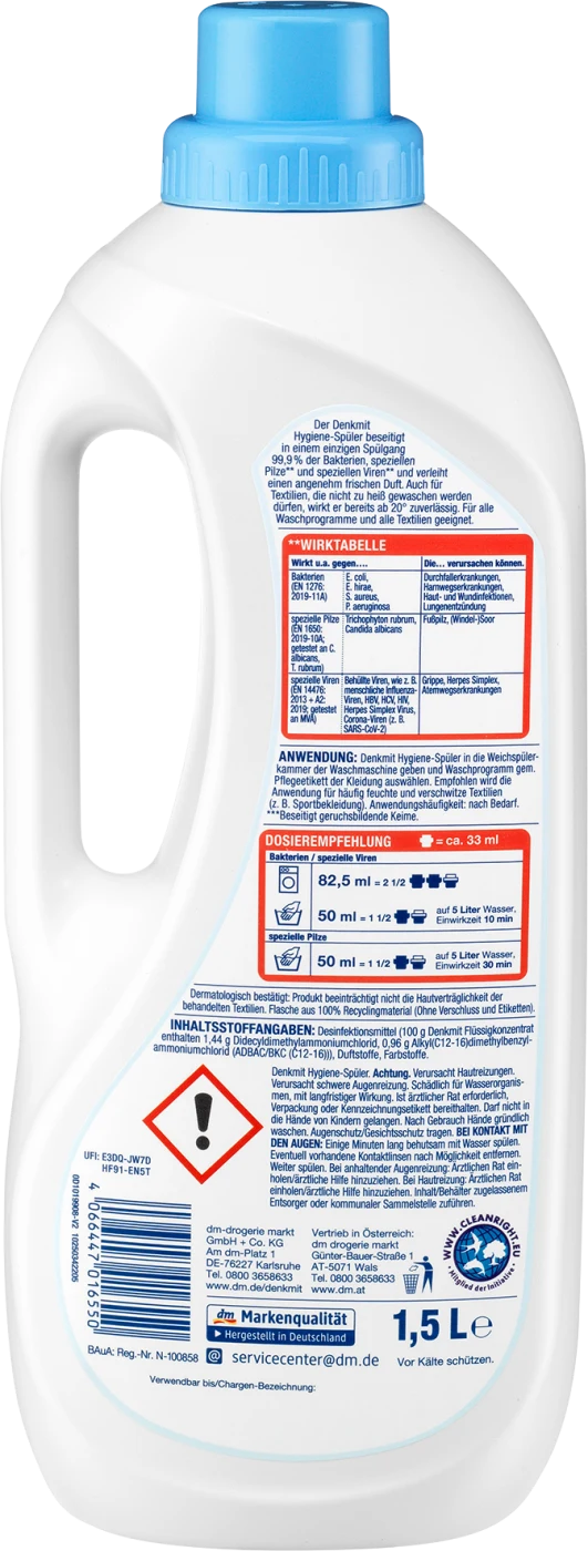 Denkmit Denkmit Hygiëne-spoelmiddel Wasdesinfectie, 18 WL 1.5 l ...