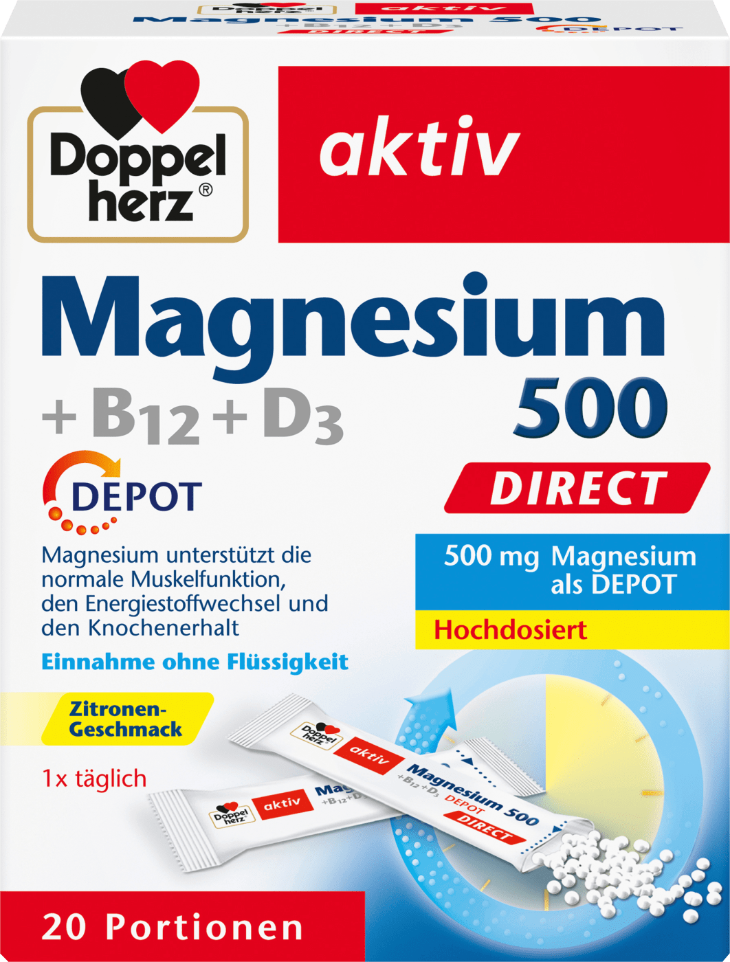Doppelherz Doppelherz Magnesium 500 + B12 + D3 Direct Granules 20 St ...
