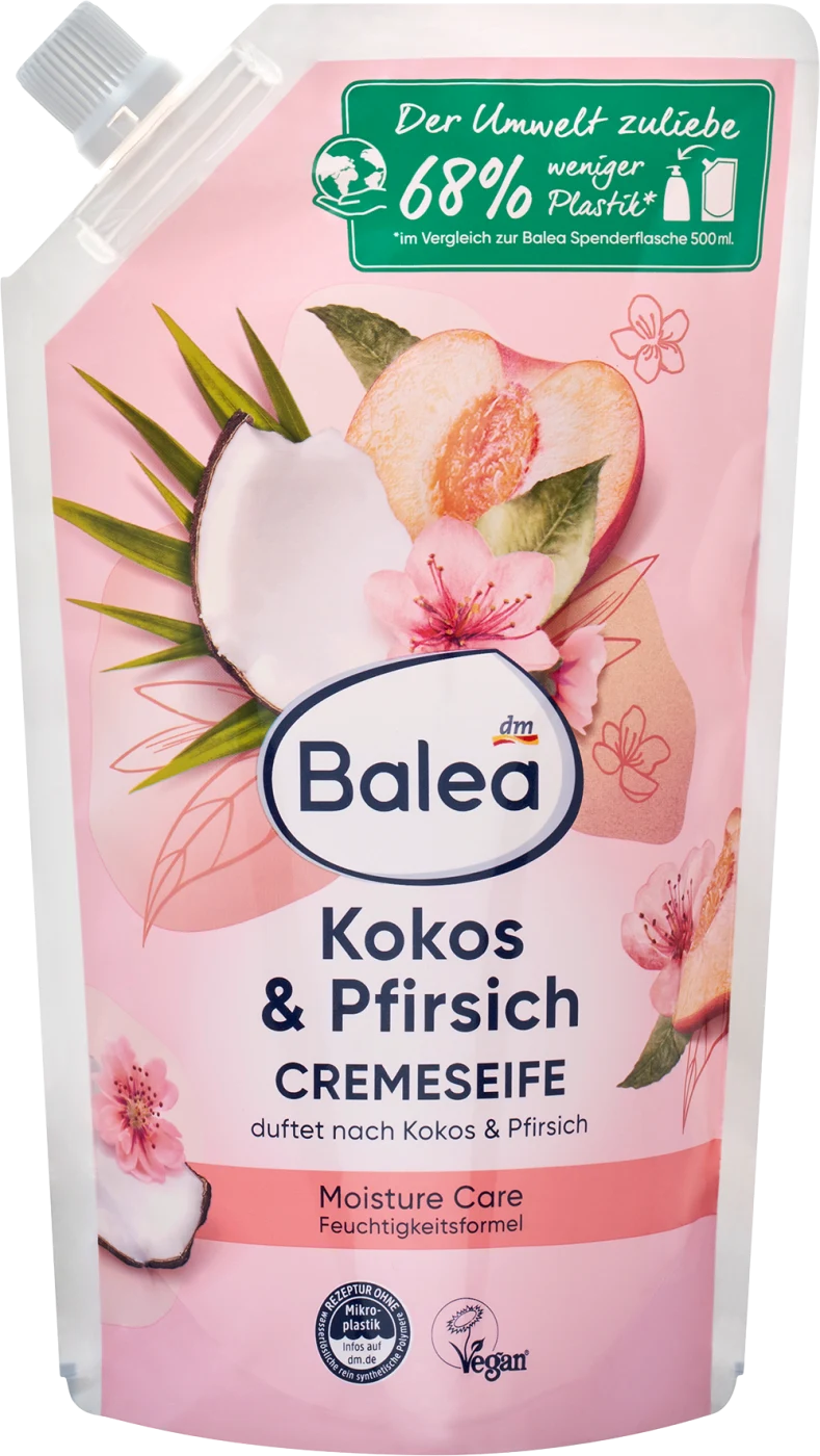 Balea Balea Balea Crème Zeep Perzik & Kokos NF 500 ml - Duitse Voordeel ...