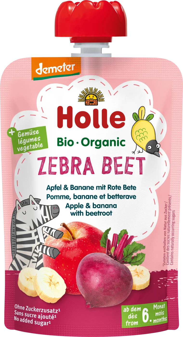 Holle baby food Knijpfruit Zebra Border, Appel, Banaan & Rode Biet ...