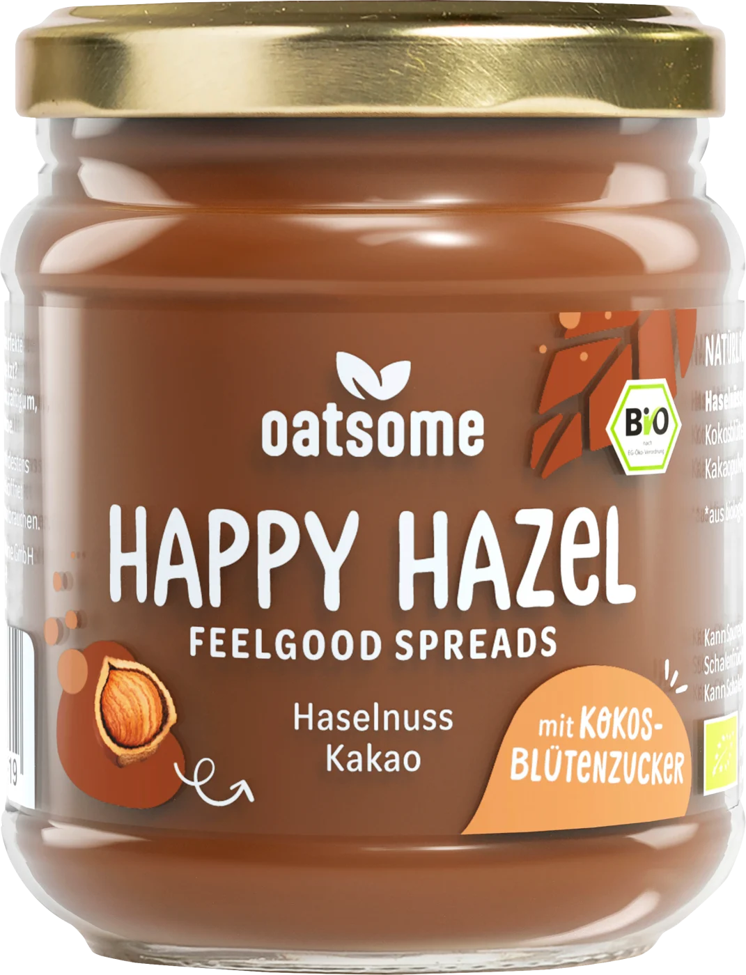 Oatsome Happy Hazel Feelgood Spreads Hazelnoot Cacao 200 g - Duitse ...