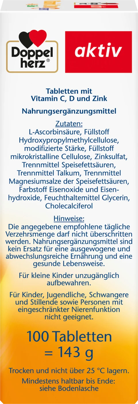 Doppelherz Vitamine C 1000 + D3 + Zink 100 St 143 g - Duitse Voordeel ...