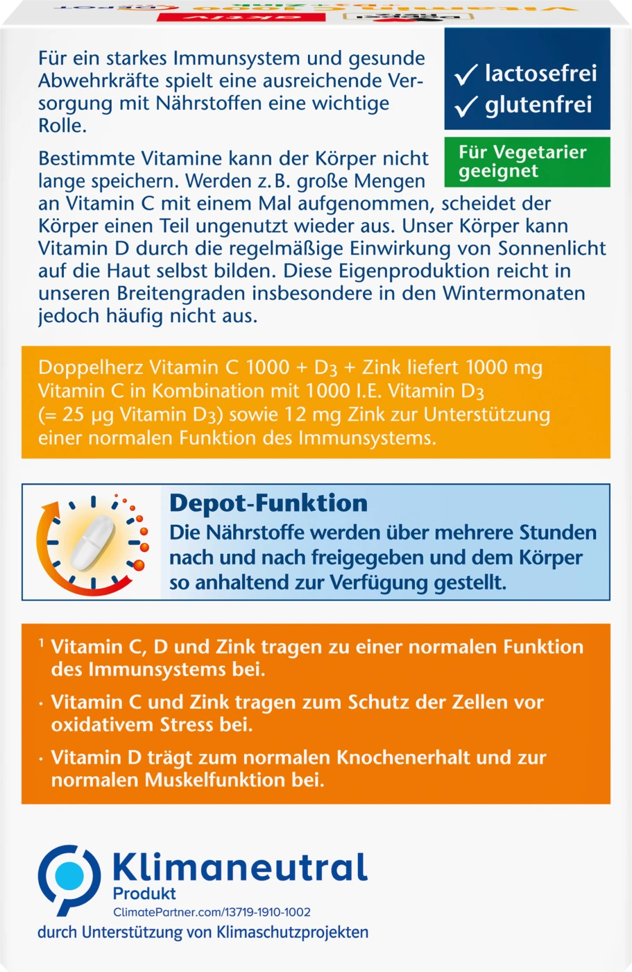 Doppelherz Vitamine C 1000 + D3 + Zink 100 St 143 g - Duitse Voordeel ...