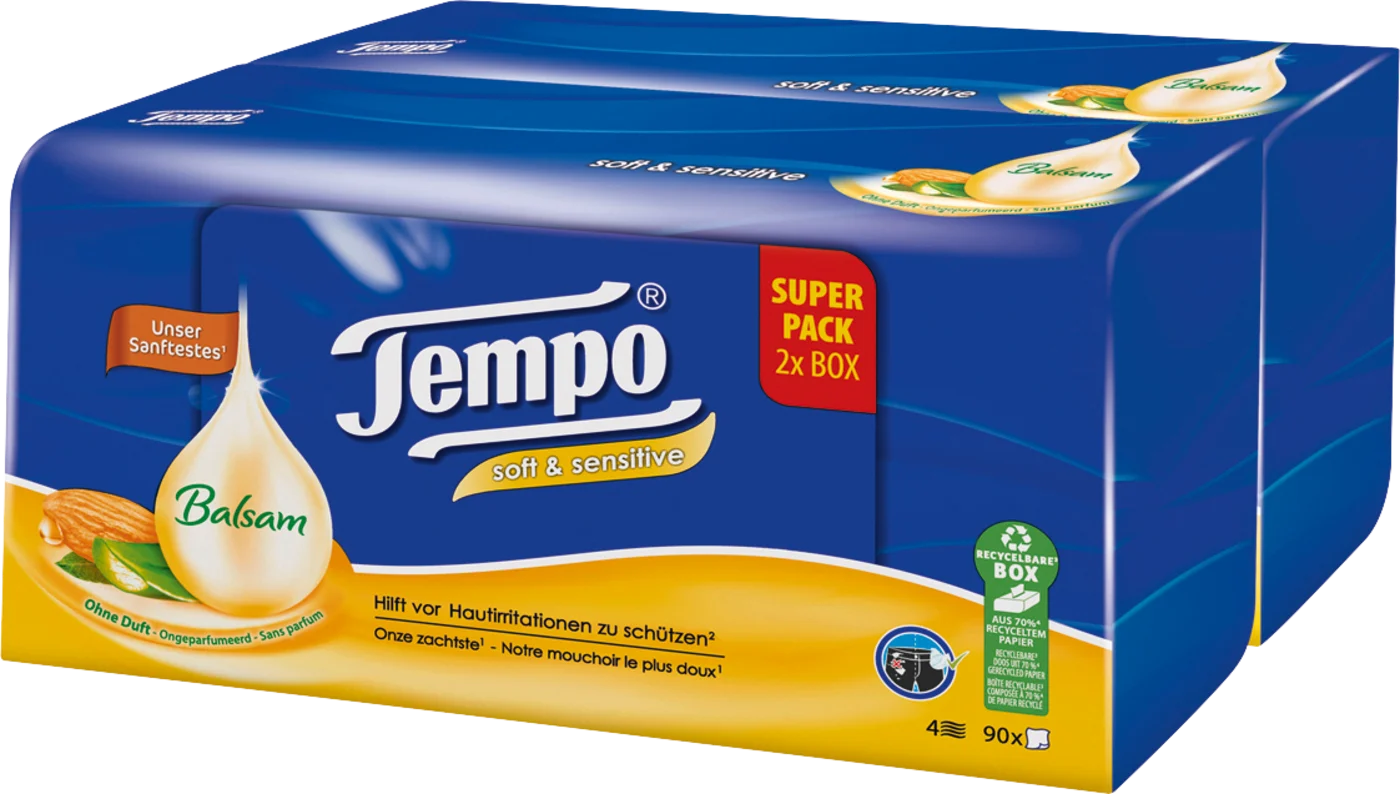 Tempo Tempo Zakdoeken Duo Box Soft & Sensitive (2x90 St.) 180 St ...