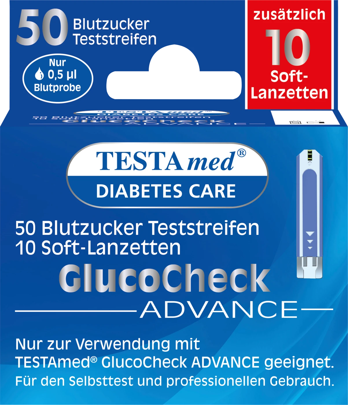 Testa med Testa med Glucocheck ADVANCE Combiverpakking 50 Bloedsuiker ...