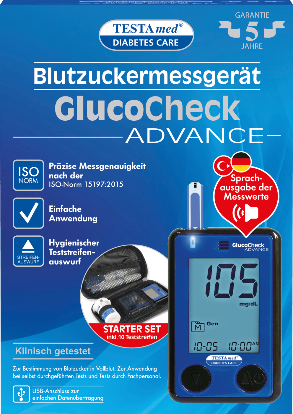 Testa med Testa med Glucocheck ADVANCE Bloedglucosemeter Met ...