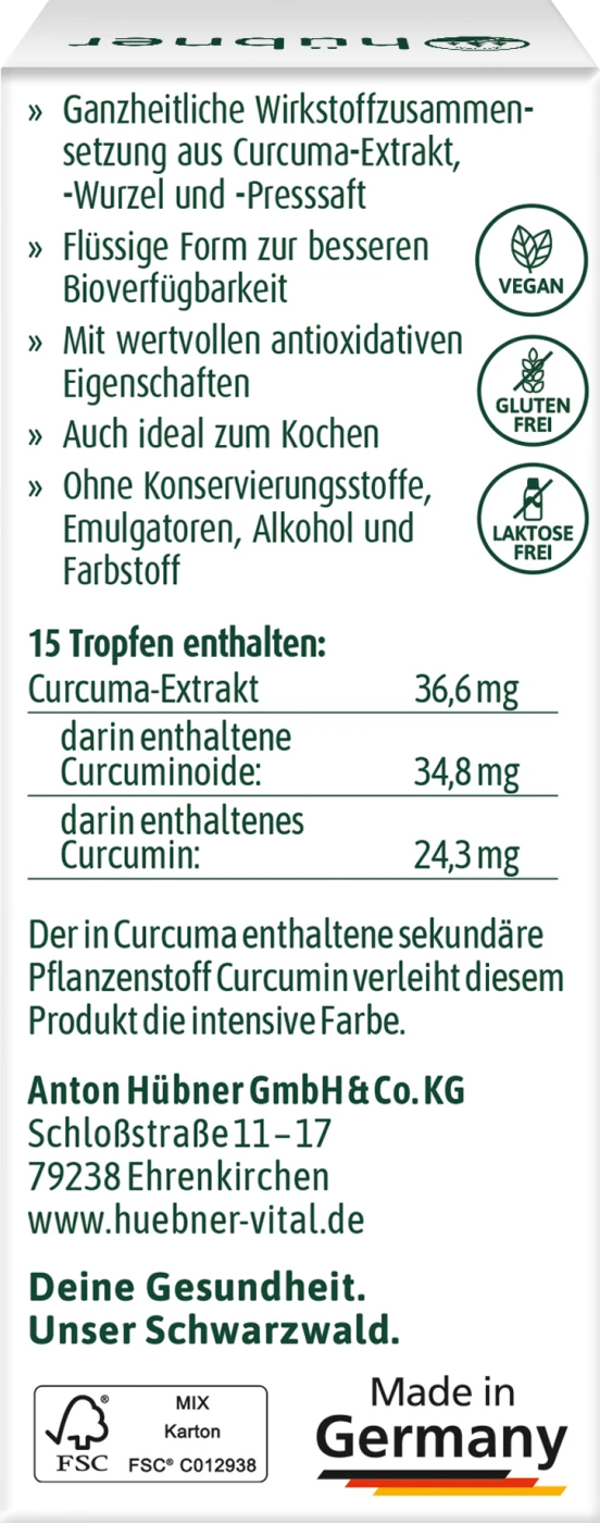 Hübner Hübner Curcuma Druppels 20 ml - Duitse Voordeel Drogist