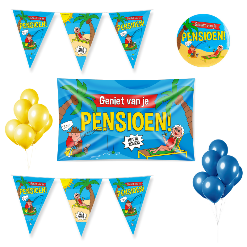 Pensioen Versiering pakket Cartoon incl. gevelvlag