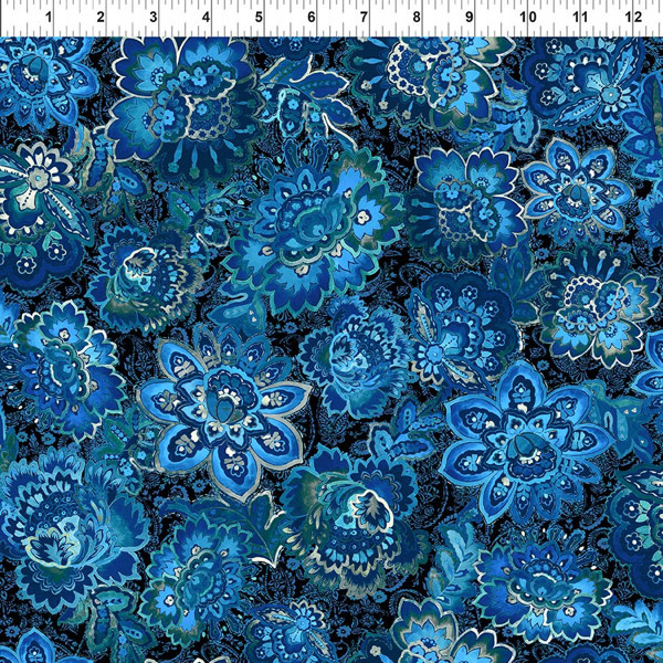 Resplendent - Bloom - Blue - Elly Prins Machine Quilting