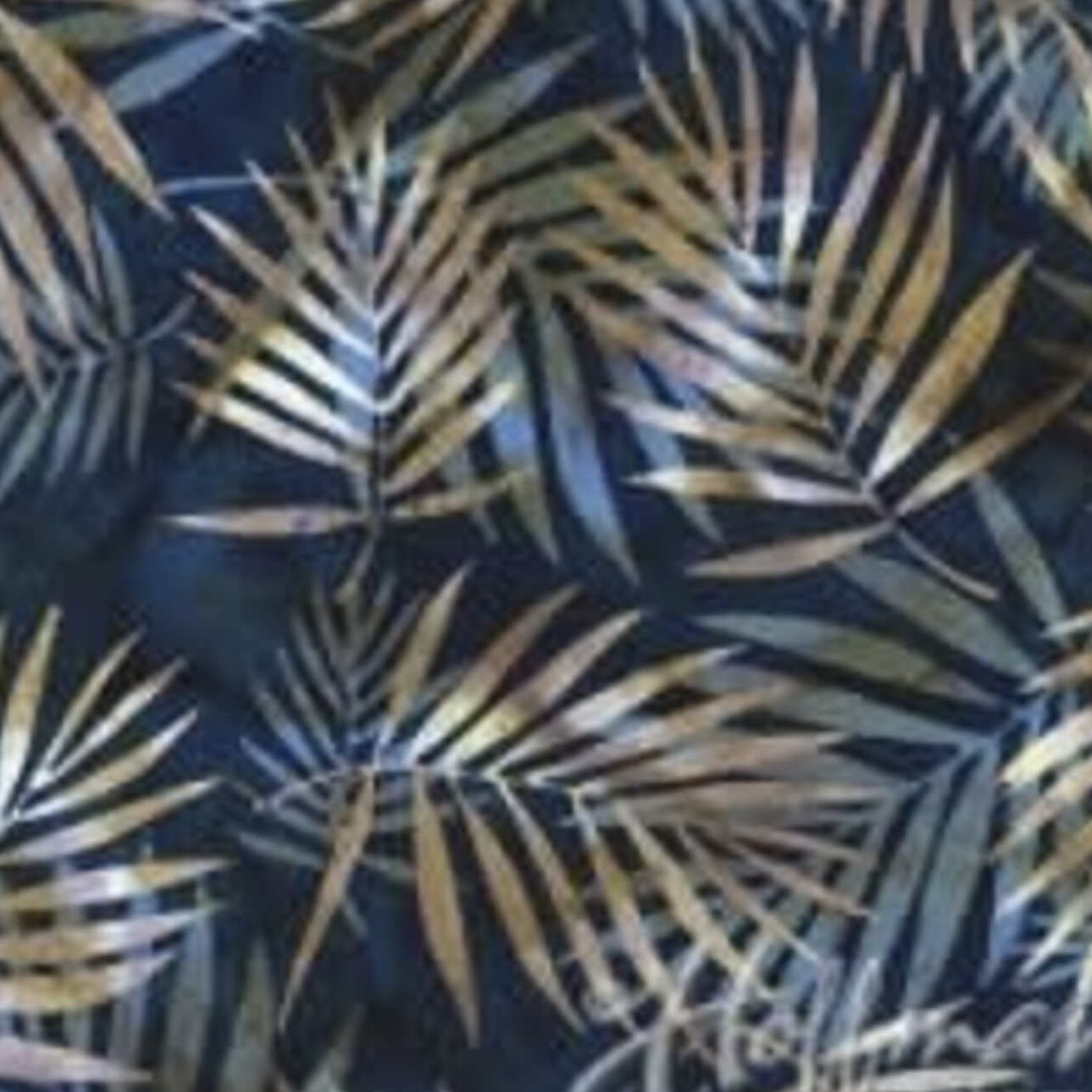 Bali Batik Palm Leaves - Navy - Elly Prins Machine Quilting