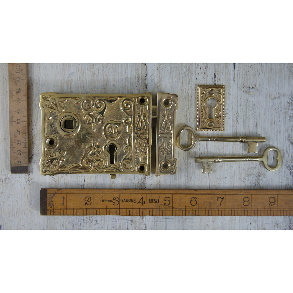 Rim Lock Brass Ornate EASTLAKE Brass - Homebird House
