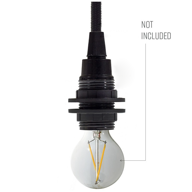 CCIT E14 Black threaded lampholder, 2 ferrules shade rings, in black ...