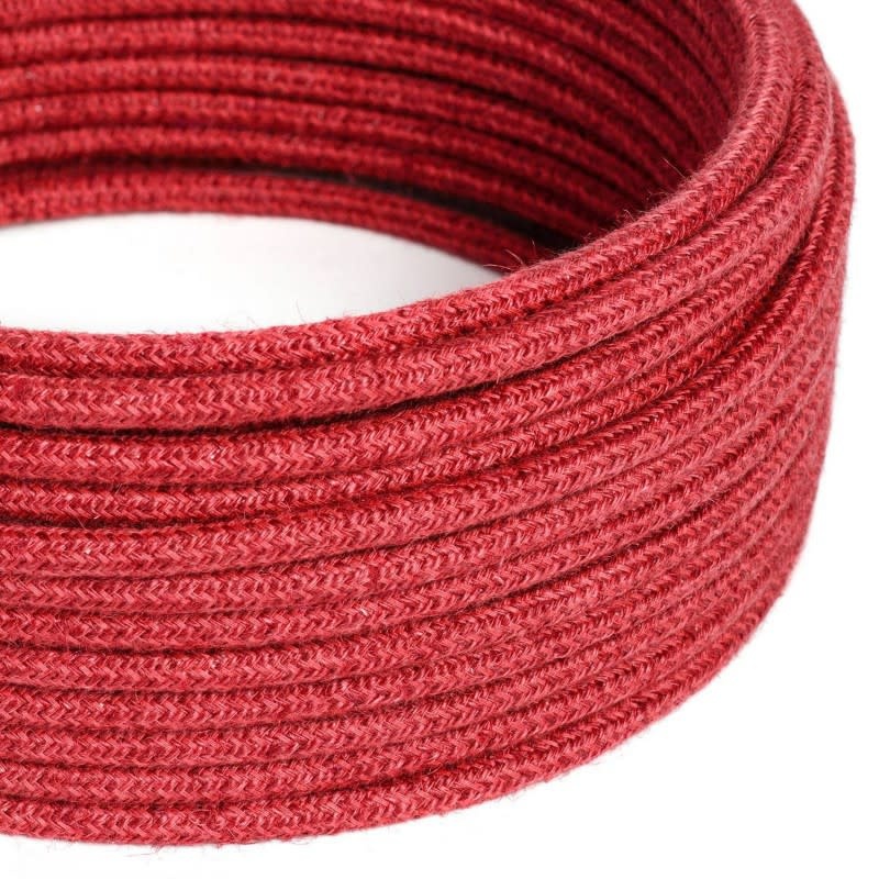 Round electric Cable covered in Plain Cherry Red Jute - 3 core 3x0.75 ...