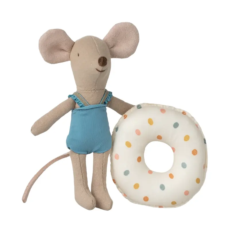 Maileg Beach mouse with float Little sister - Multi dot - Homebird House