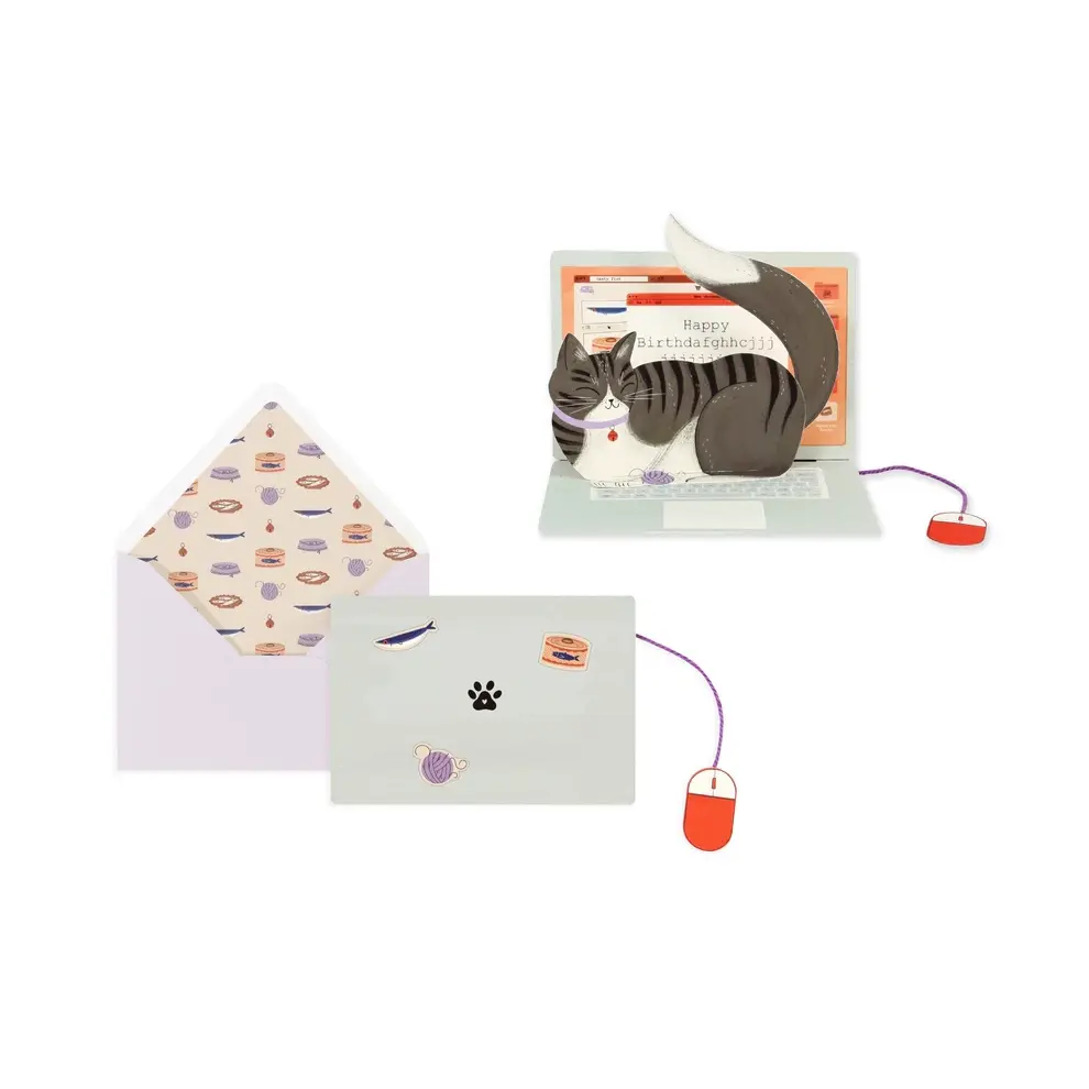 Laptop Cat Dear Alchemy: Petite Die-Cut Greeting Card - Homebird House