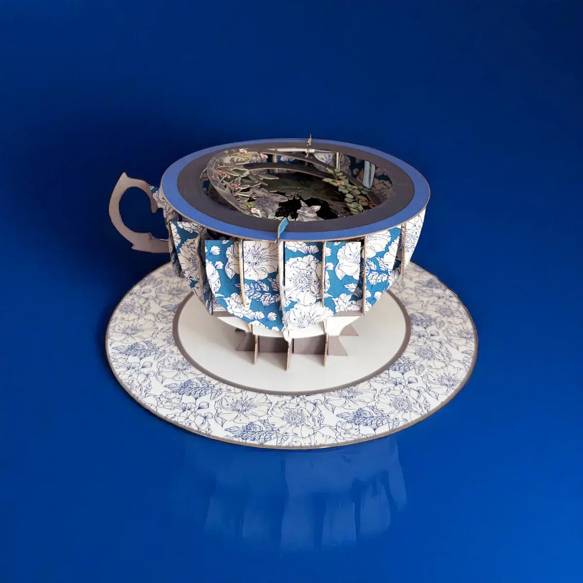 Rabbits under the stars 3D Teacup Pop Up Card - Homebird House