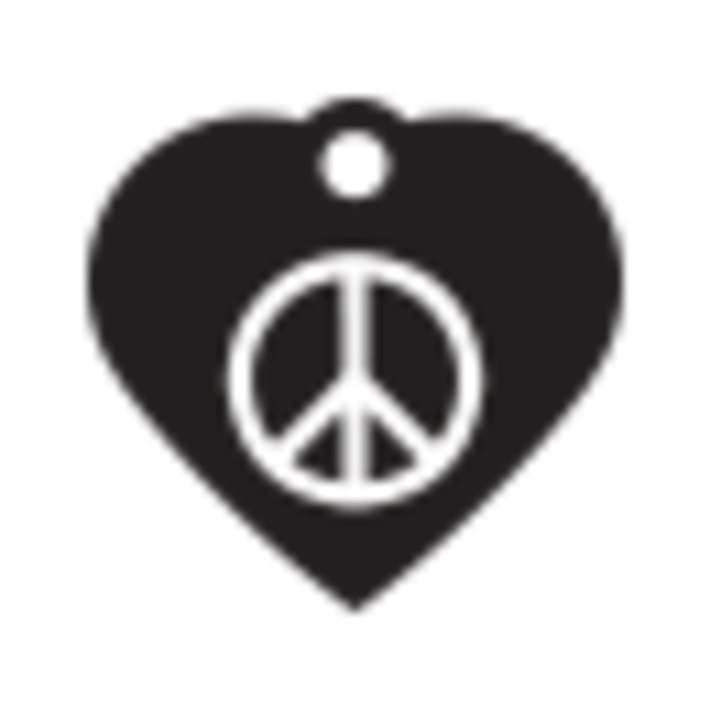 Hondenpenning – Hart – Peace – Zwart | D-tails - D-tails