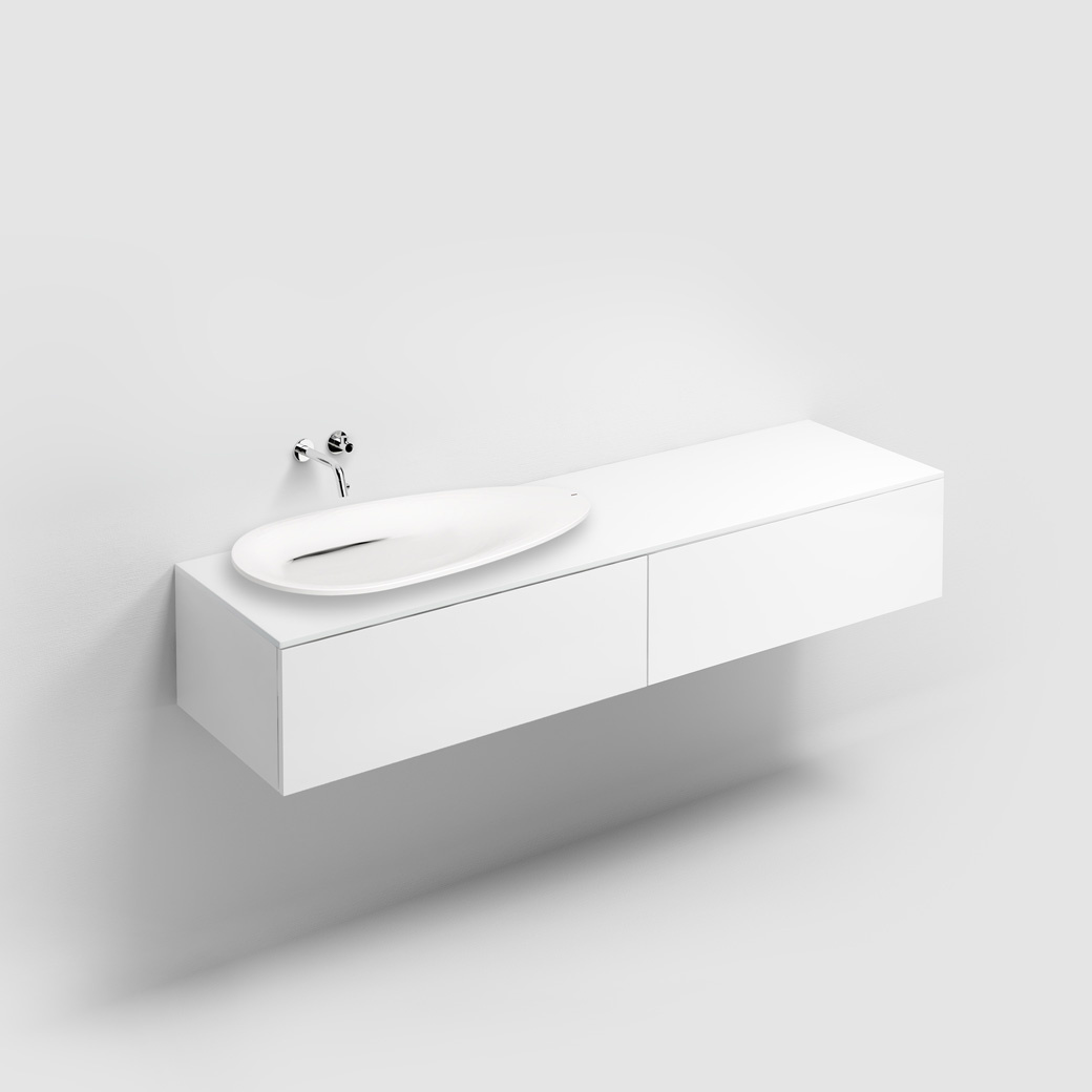 Clou Hammock wastafelmeubel | 1 lade | Mat wit - Van den Boomen badkamers