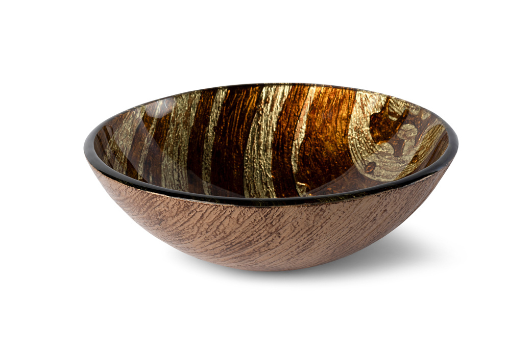 Luca Vetro glazen waskom rond 42x42x14,5 cm | Bruin - Van den Boomen ...