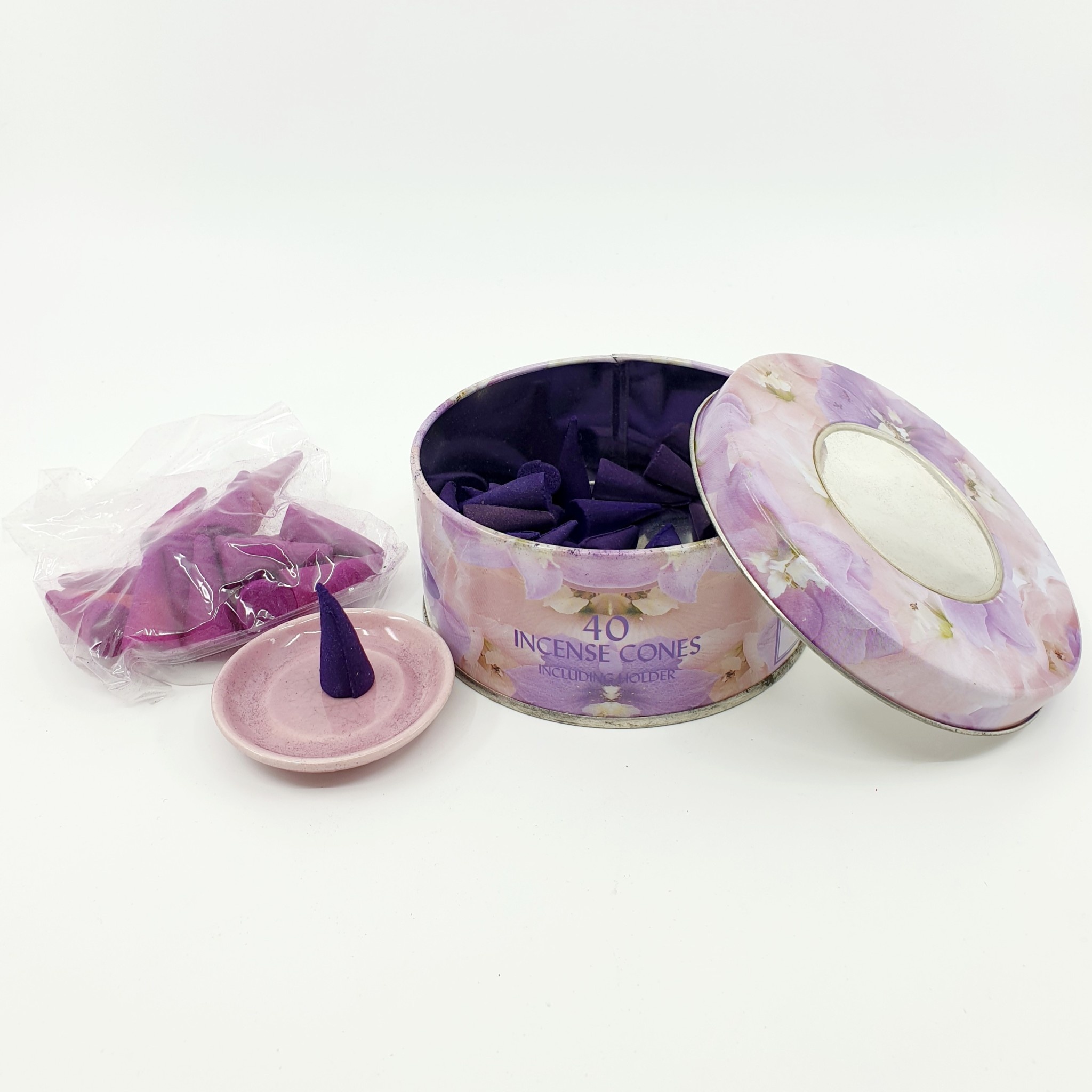 Boîte avec 40 cônes encens et récipient - Nouvelle ère