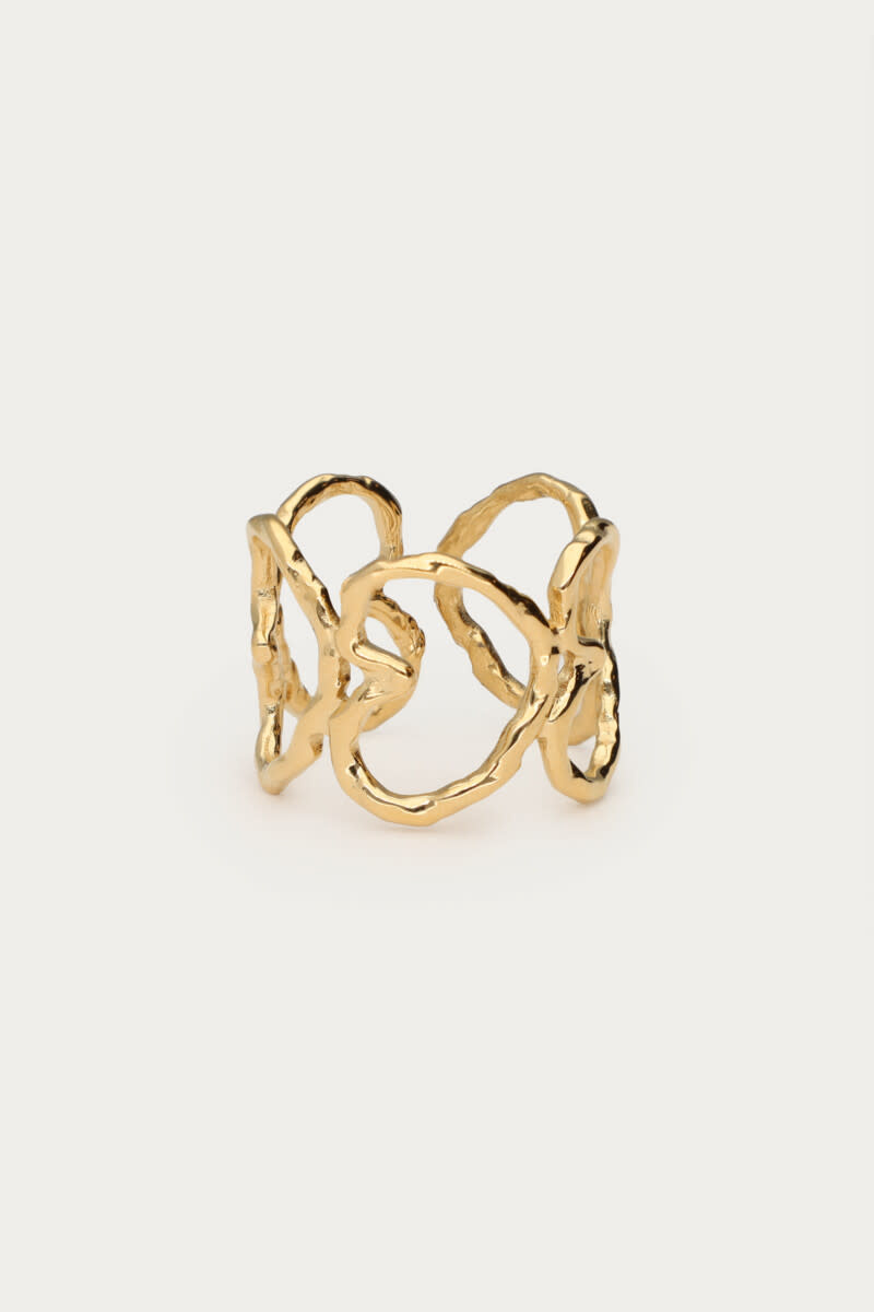 My Jewellery - Bold statement ring met open harten - goud - 21Jewelz