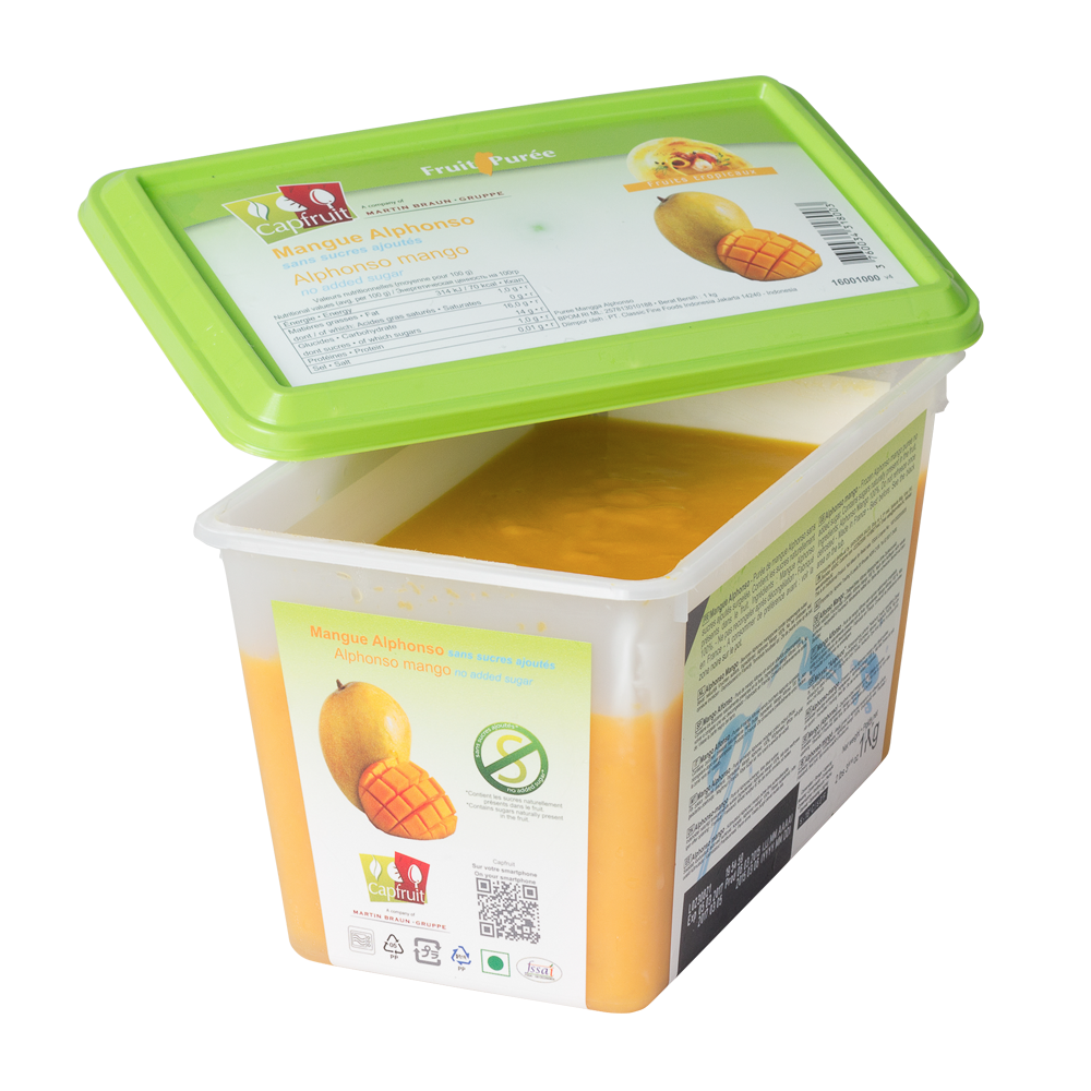 Frozen Fruit Puree MANGO ALPHONSO no added sugar - 1kg Tub (France ...
