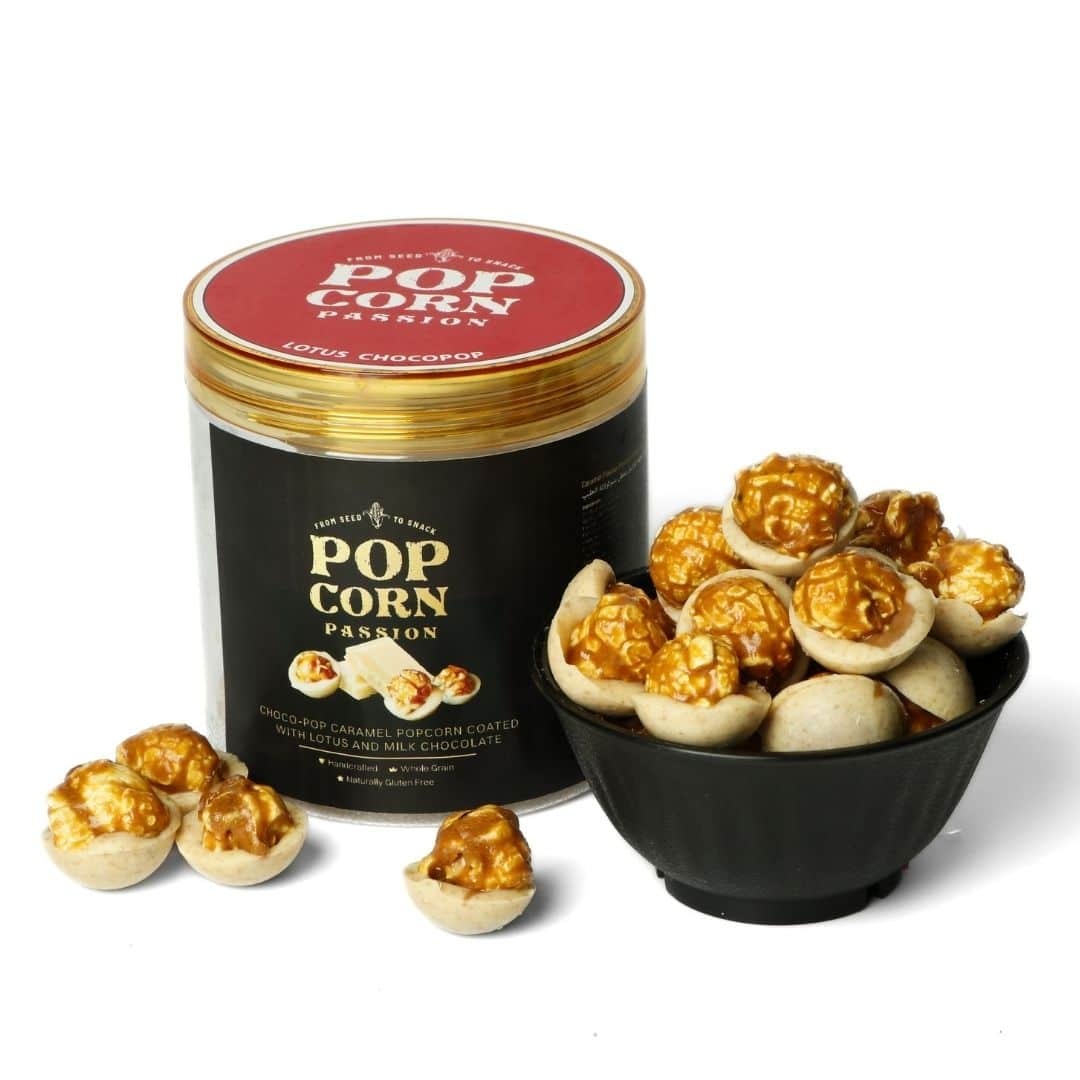 Caramel Popcorn coated with Lotus and Milk Chocolate 140 Grams - Chef's ...