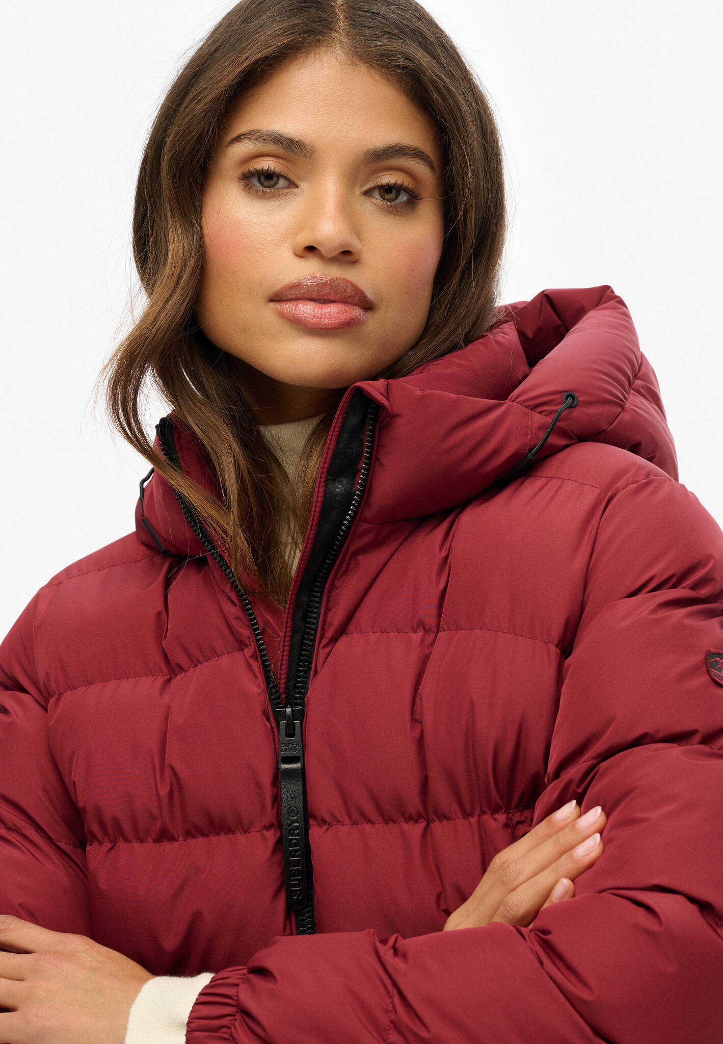 HOODED SPORTS PUFFER JACKET (Shanton Red)
