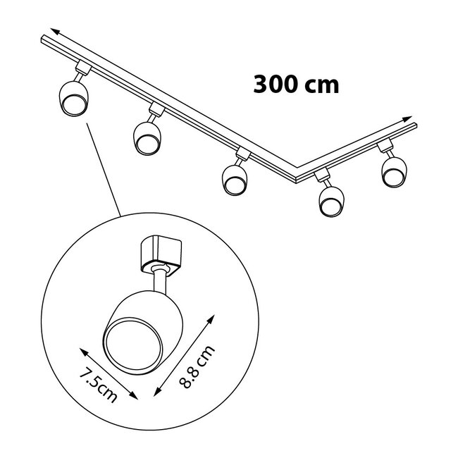Single circuit track lighting system black ceiling spotlights - Day ...