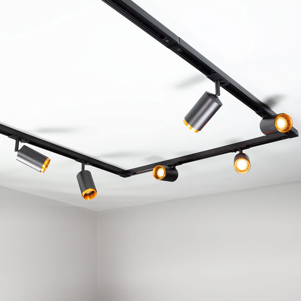 Modern single-phase track system with Jade spotlights - LumenXL.com