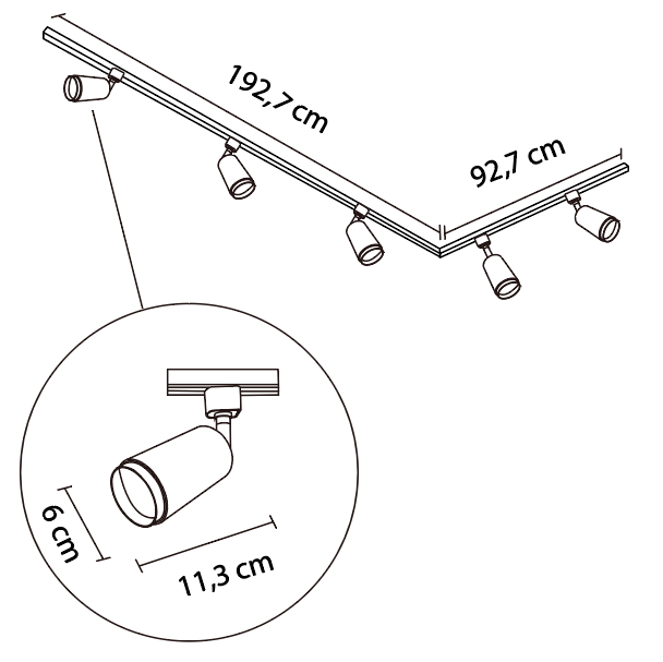 Modern single-phase track system with Jade spotlights - LumenXL.com